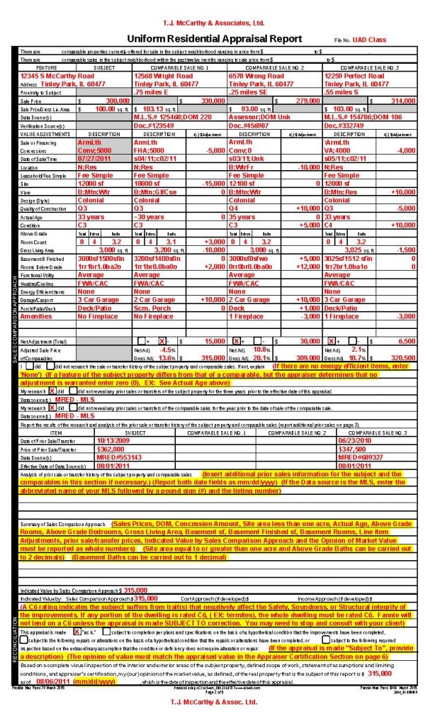 UAD Sample for Appraisers | Appraiser Income